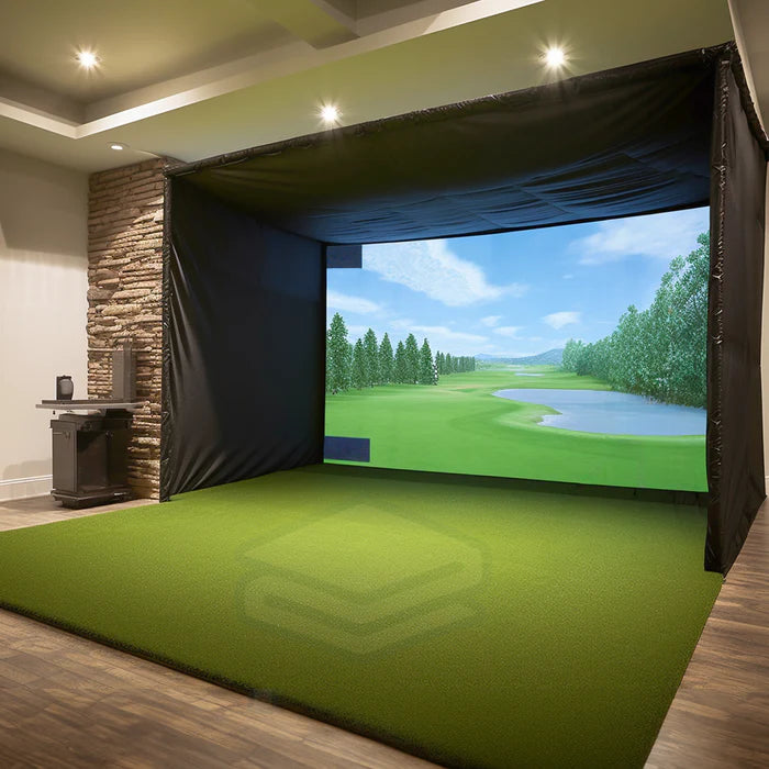 8' x 8' Golf Simulation Enclosure Kit with Screen & Side Panels ...